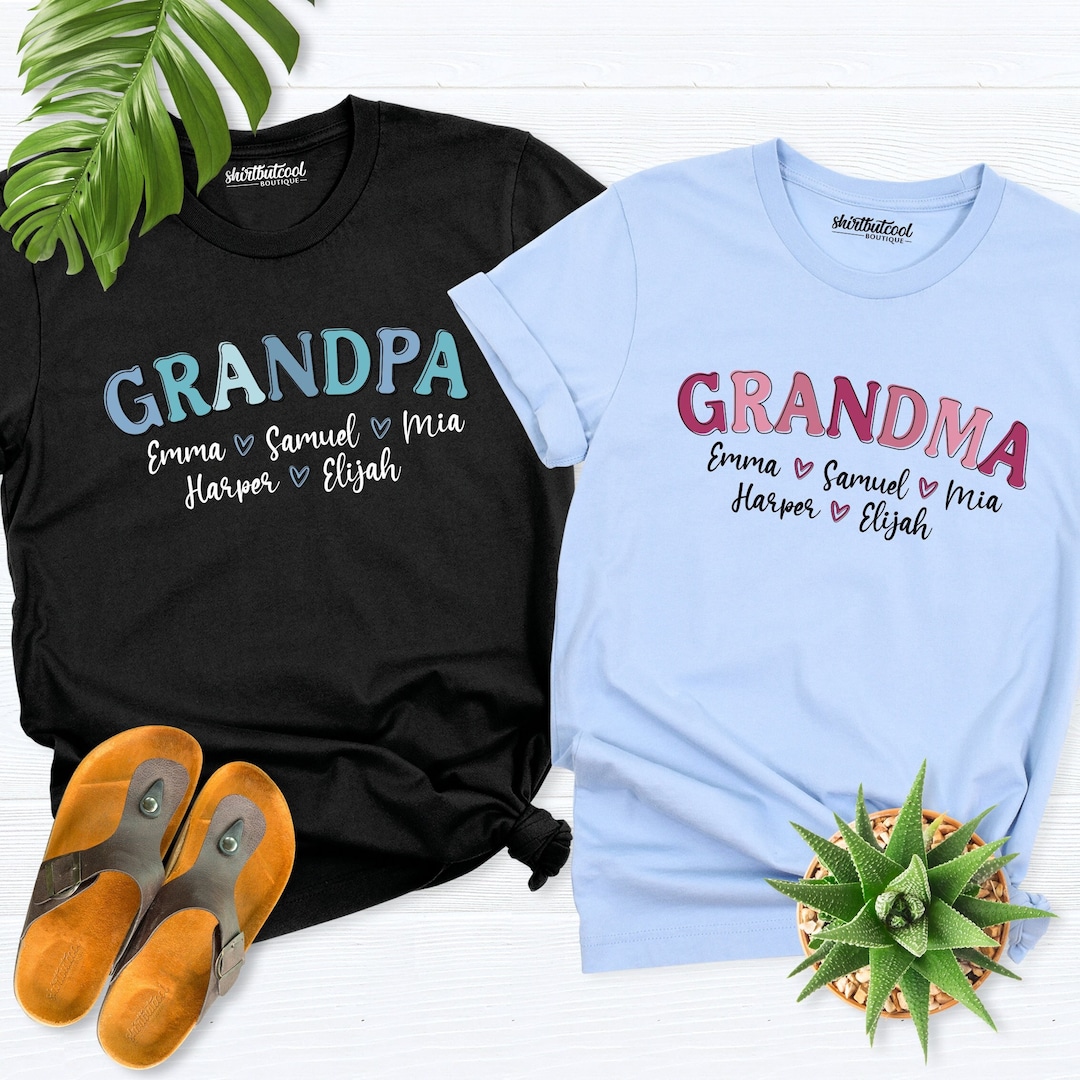 Custom Grandma Grandpa Shirt,grandparents With Kids Name Shirt, Grandma ...