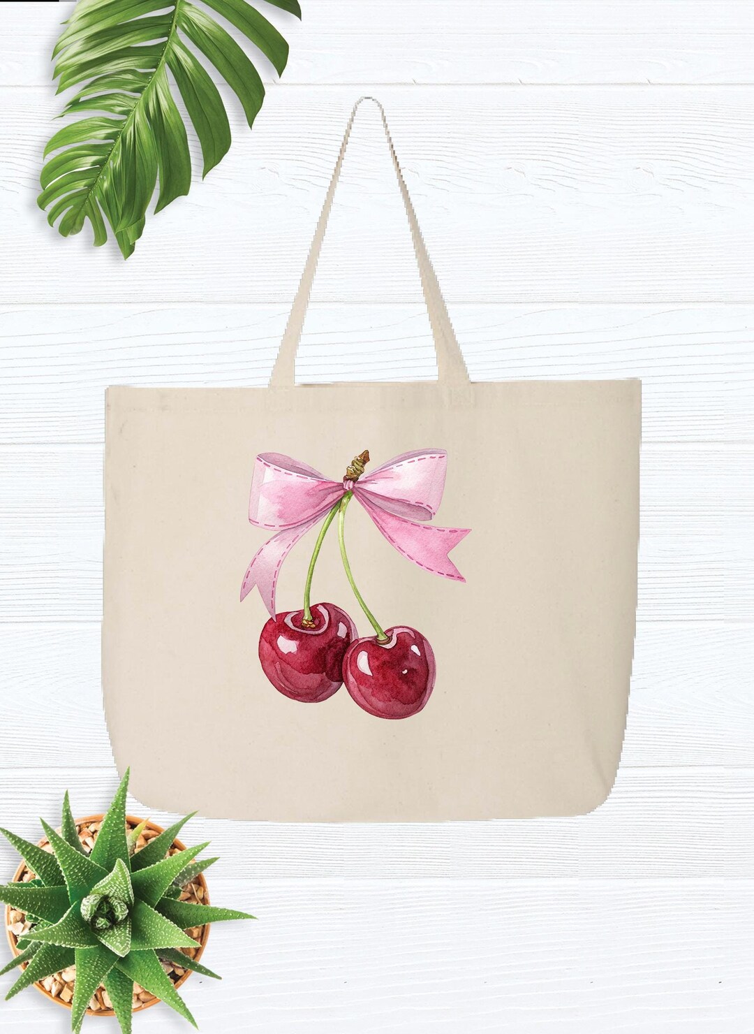 Cherry Tote Bag, Summer Fruit Bag, Beach Zippered Tote Bag, Cherry ...