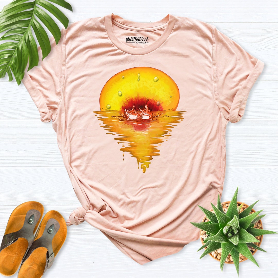 Peach Shirt, Summer Vacation Tshirts, Peach Sunset Shirt, Fruit Shirt ...