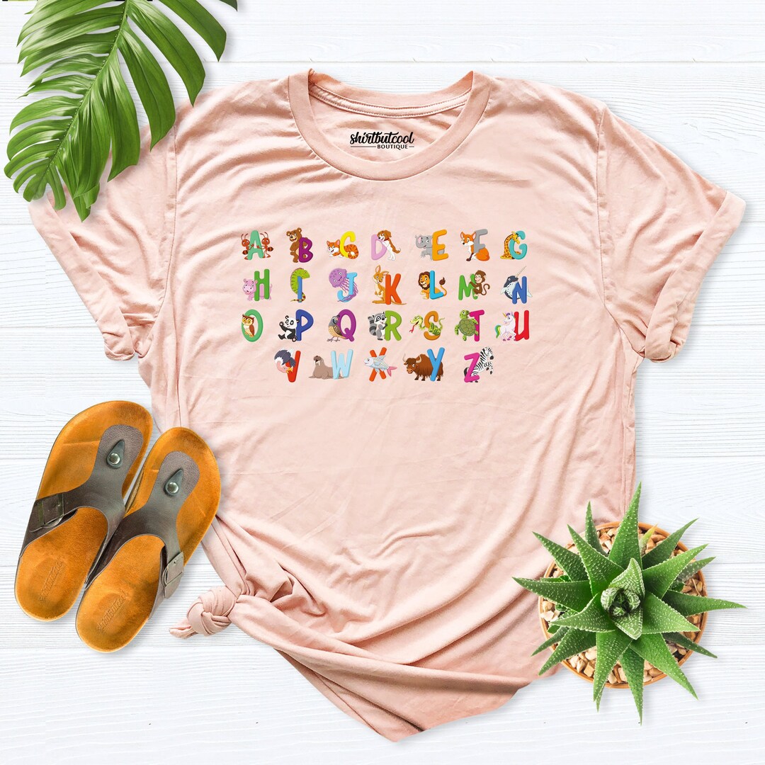 Animals Alphabet T-shirt, Kindergarten Teacher Shirt, Alphabet Shirt ...