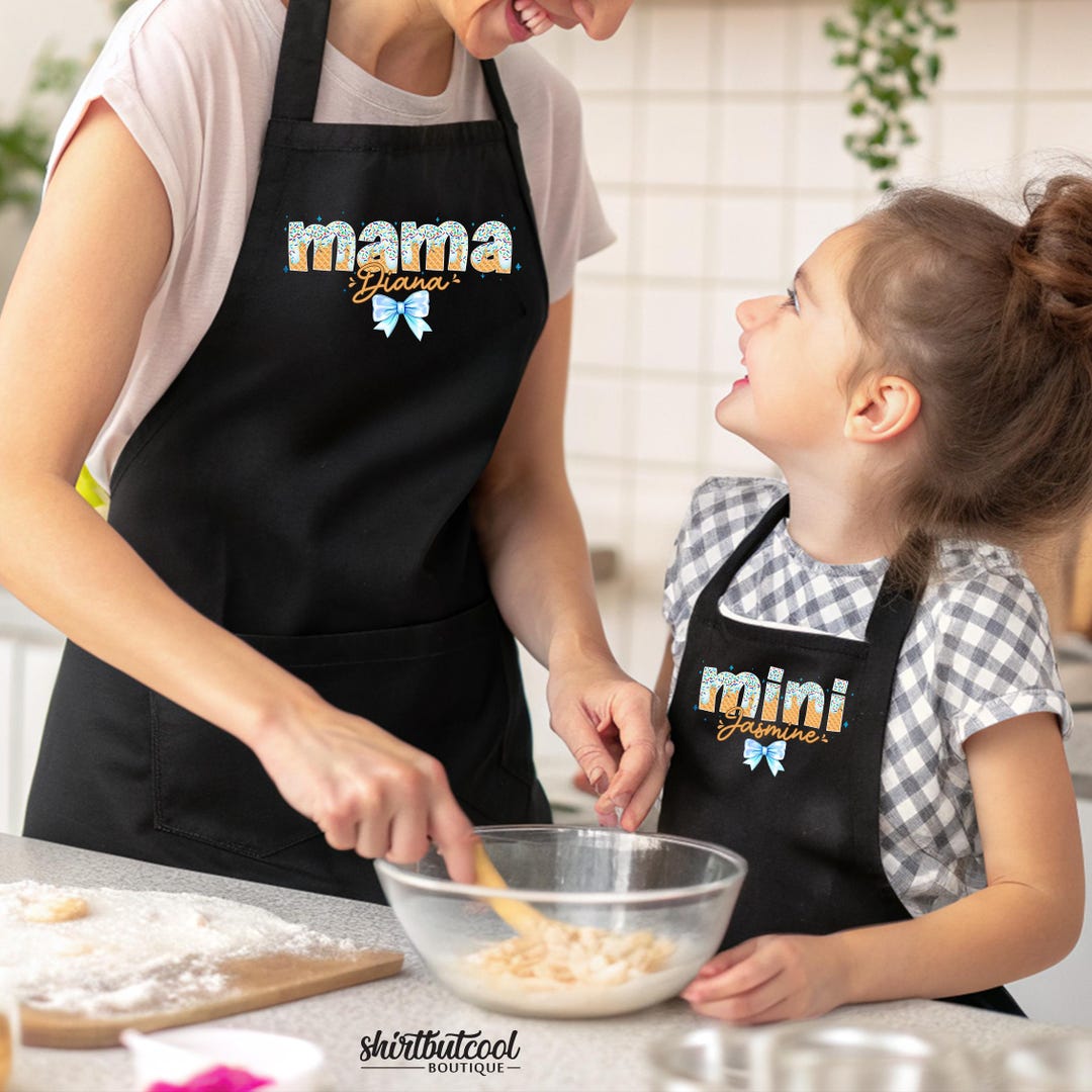 Custom Name Apron Mother Daughter, Mama Mini Aprons, Mommy and Me ...