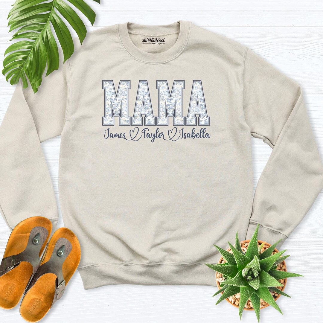 Personalized Mama Sweatshirt With Kids Names, Custom Mama Hoodie ...