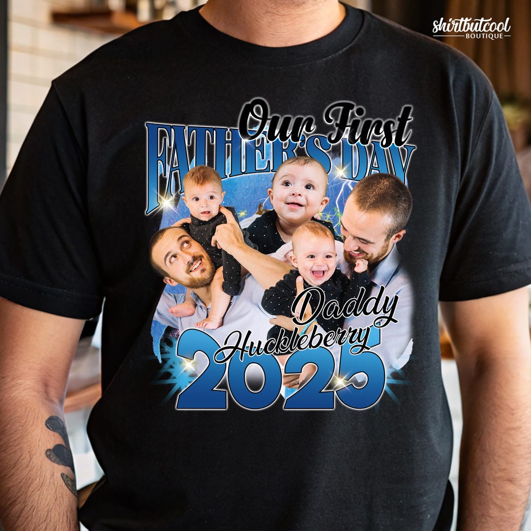 Custom Fathers Day Photo Bootleg Shirt, Daddy and Baby Photo Shirt, 90s ...