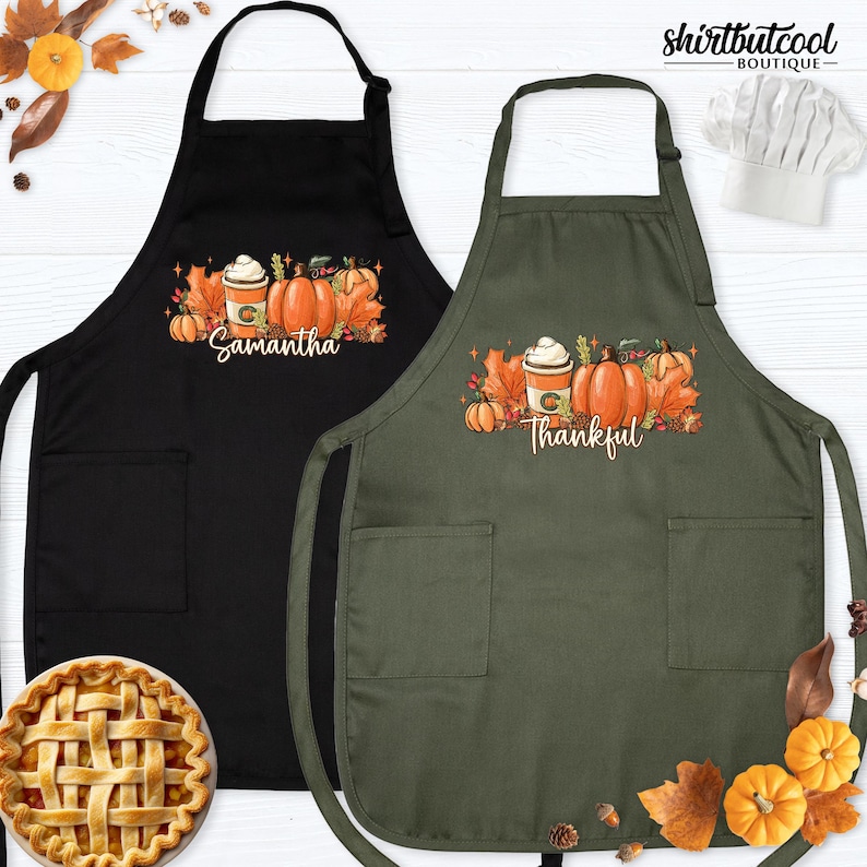 Thanksgiving Apron Fall Aprons Custom Name Autumn Apron, Family ...