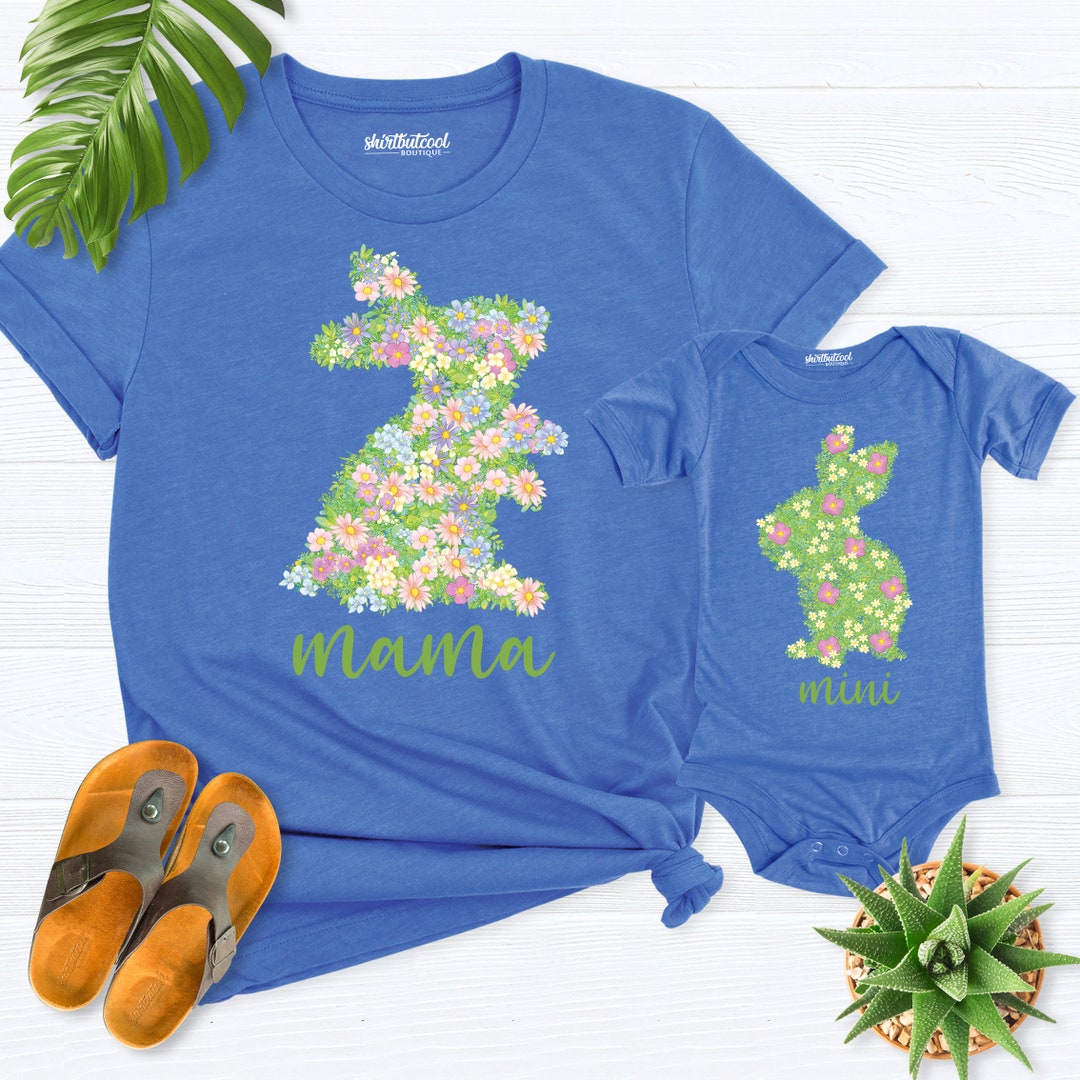 Personalized Mama Mini Outfit,rabbit Mama Mini Shirt, Floral Bunny ...