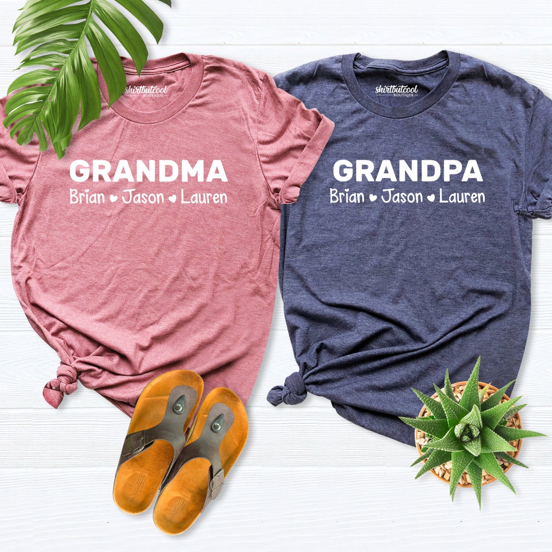 Grandma Grandpa Matching Shirts, Custom Grandparent With Grandkids ...