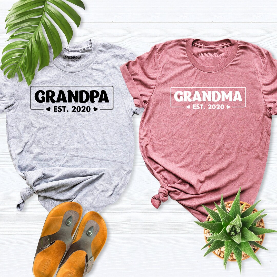 Baby Shower Shirt Grandma, Grandpa Shirt, Est Grandparent Shirt ...