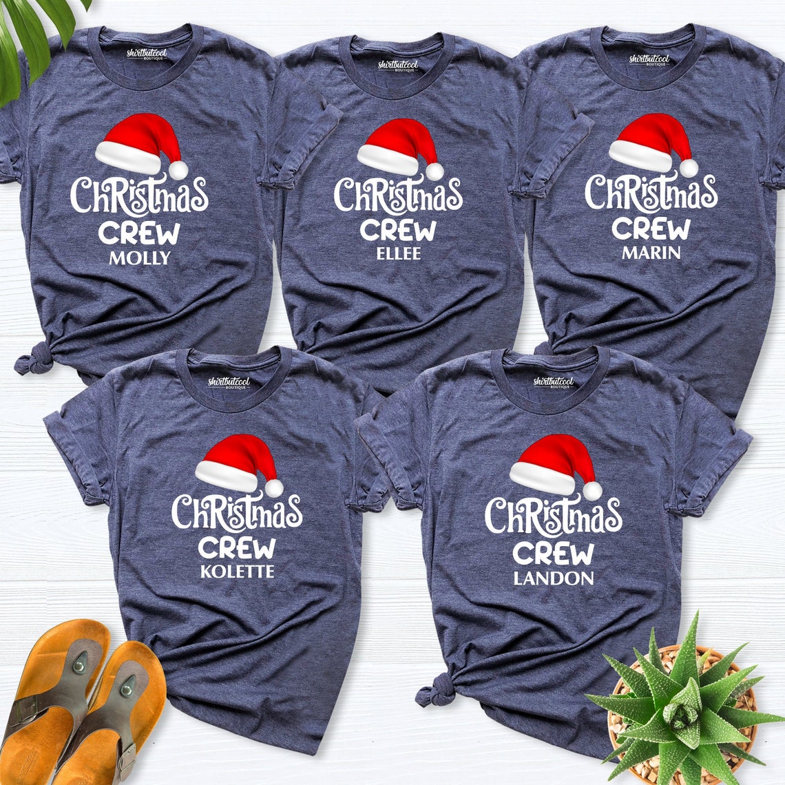 Custom Christmas Crew Shirt Christmas Family Tee Personalized Santa ...