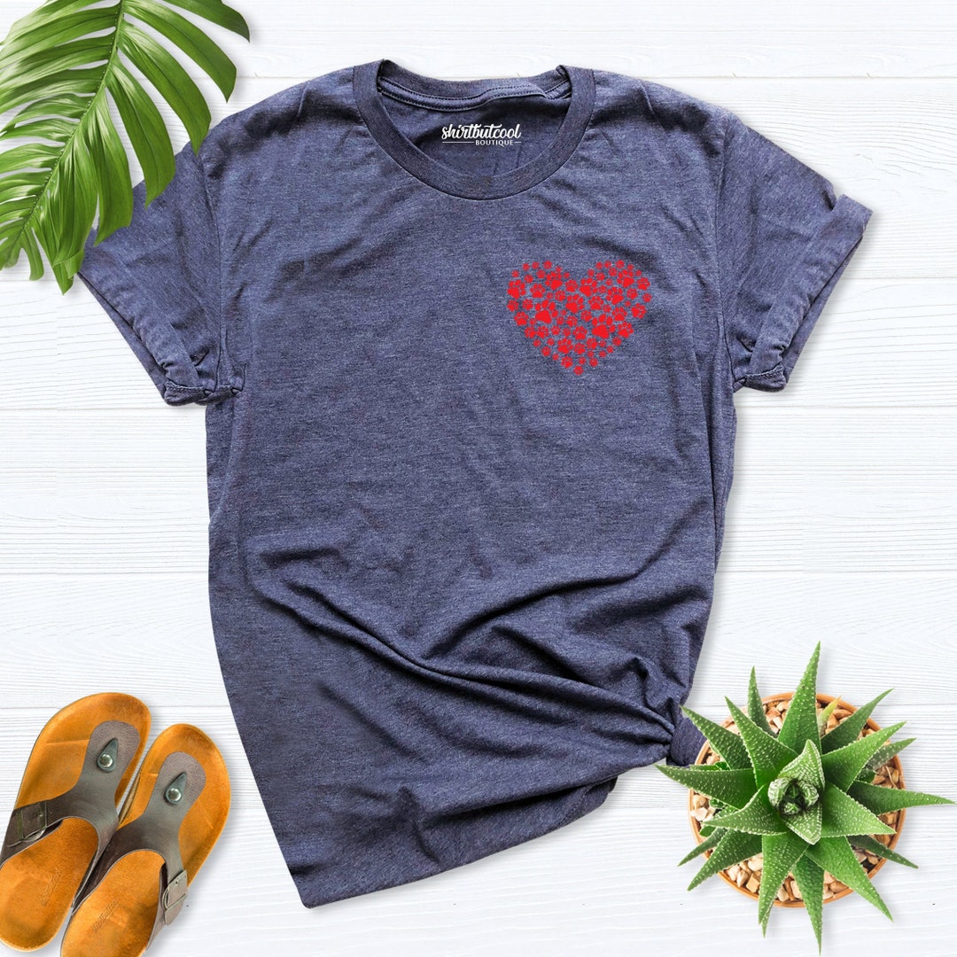 Dog Paws Heart Shirt,women Dog Paw Tee, Dog Owner Shirt, Pet Lover ...