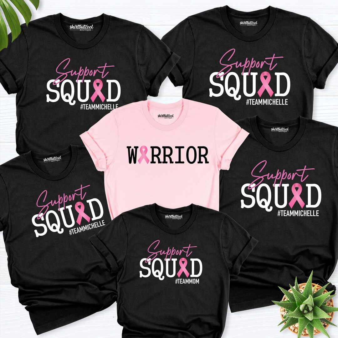 Breast Cancer Support Squad Shirt, Custom Breast Cancer Family Shirt ...