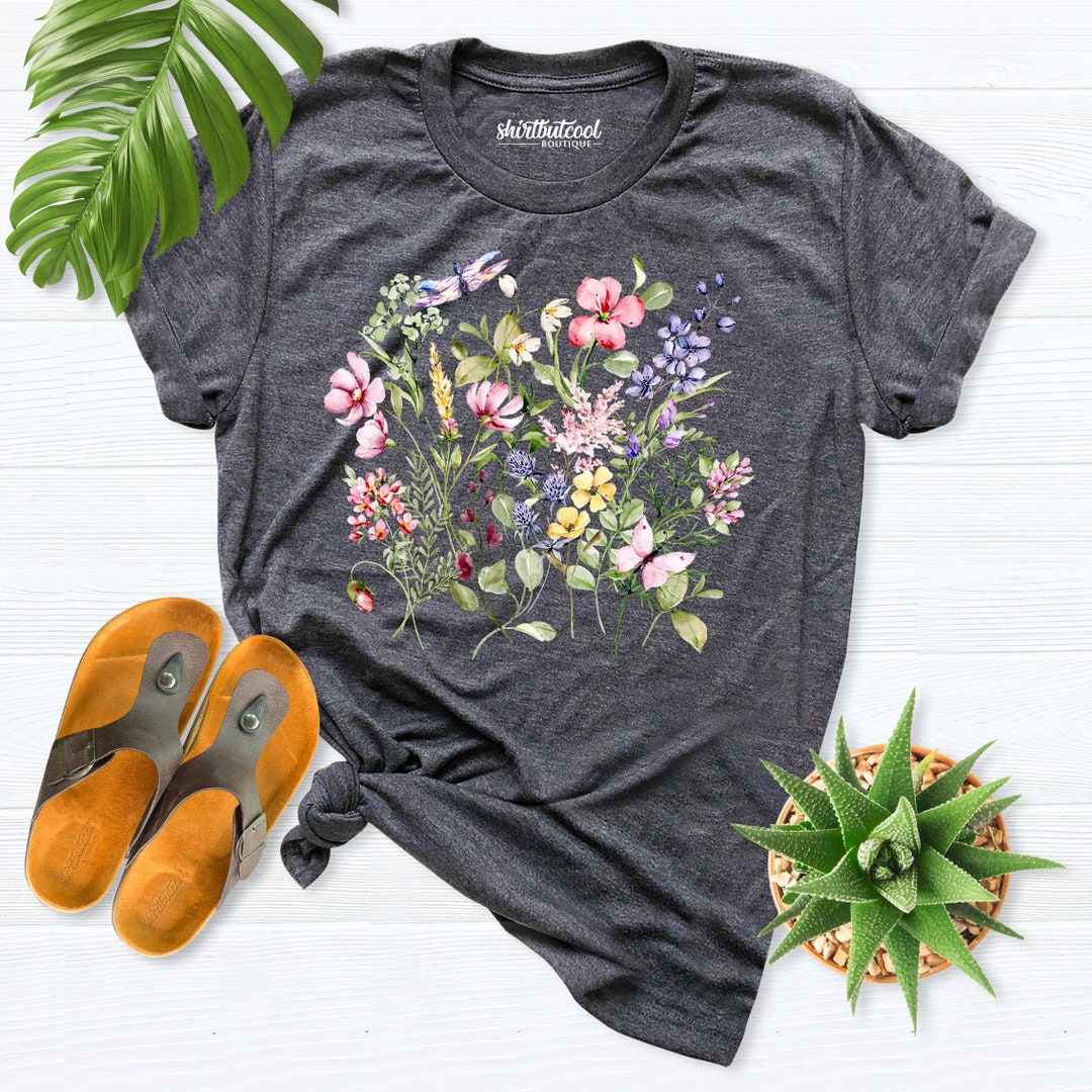 Spring Clothing for Women, Wildflower Shirt, Floral Tshirt, Flower ...