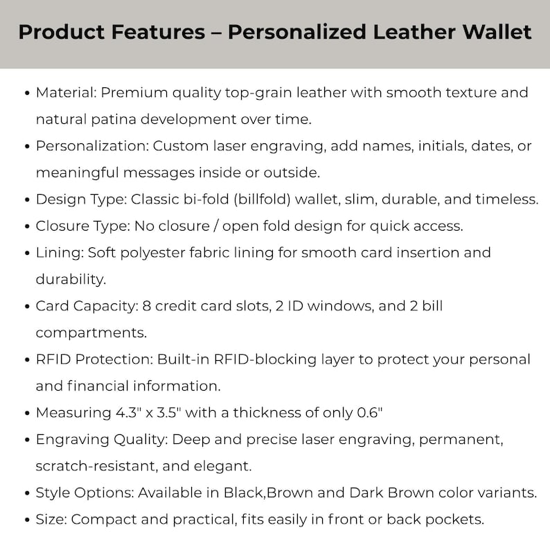 Engraved Leather 250th Anniversary Men Wallet, Personalized Billfold ...