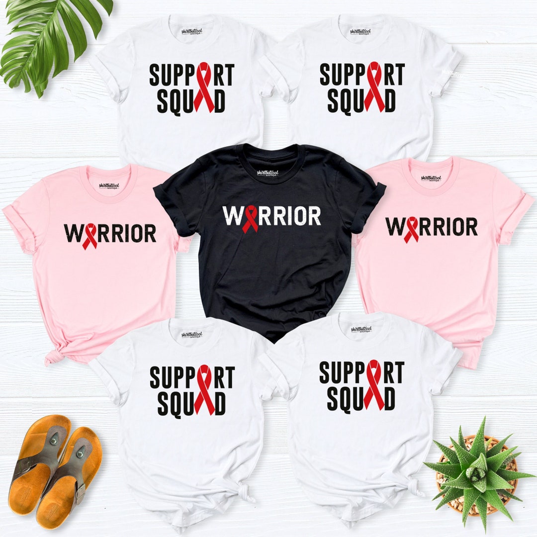 Red Ribbon Cancer Team Shirt, Blood Cancer Awareness Shirt, Support ...