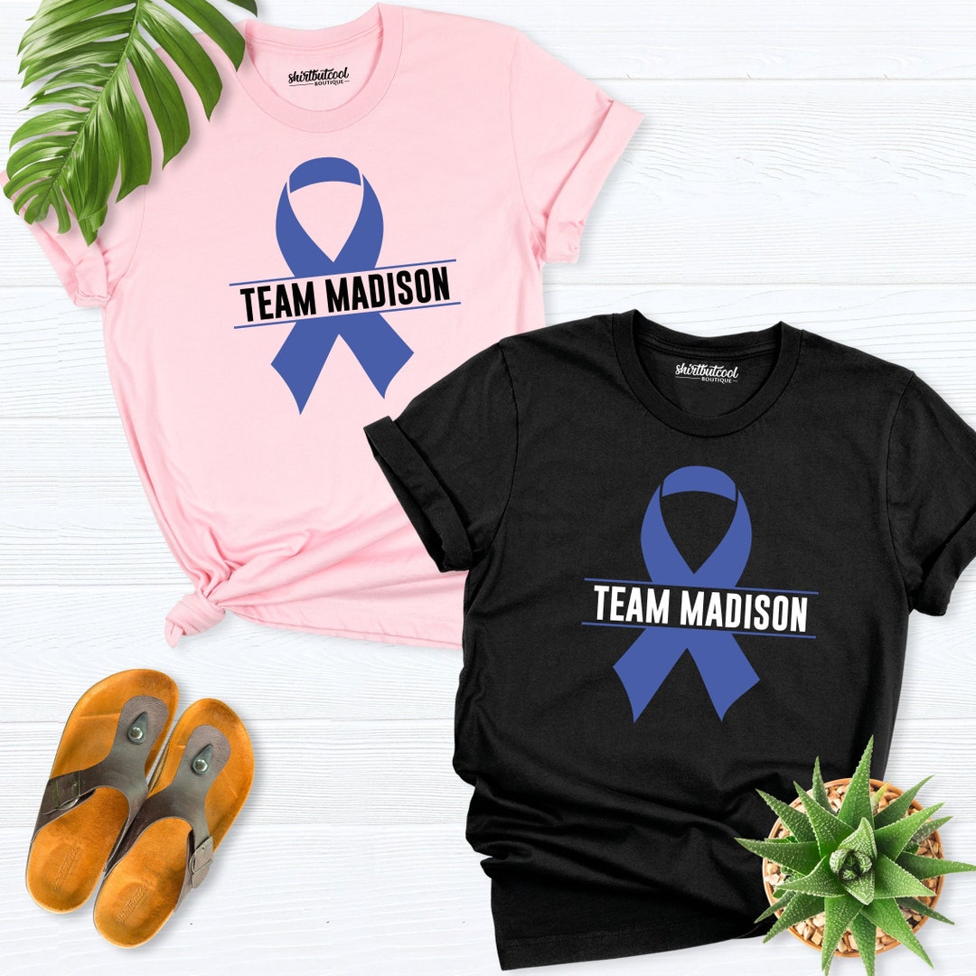 Colon Cancer Ribbon Shirt, Personalized Dark Blue Ribbon, Cancer ...