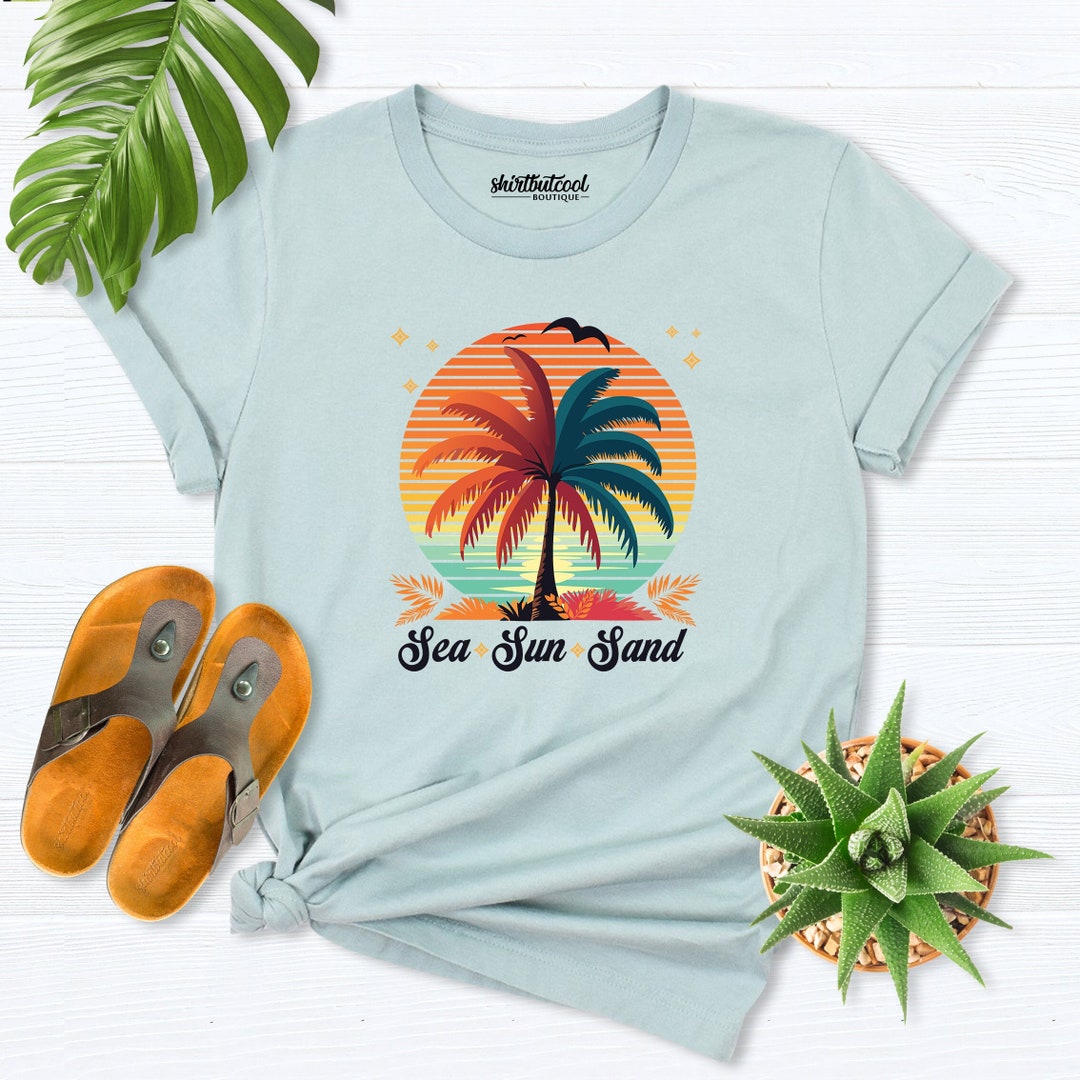 Sea Sun Sand Palm Tree Shirt, Tropical Holiday Shirt, Summer Beach ...
