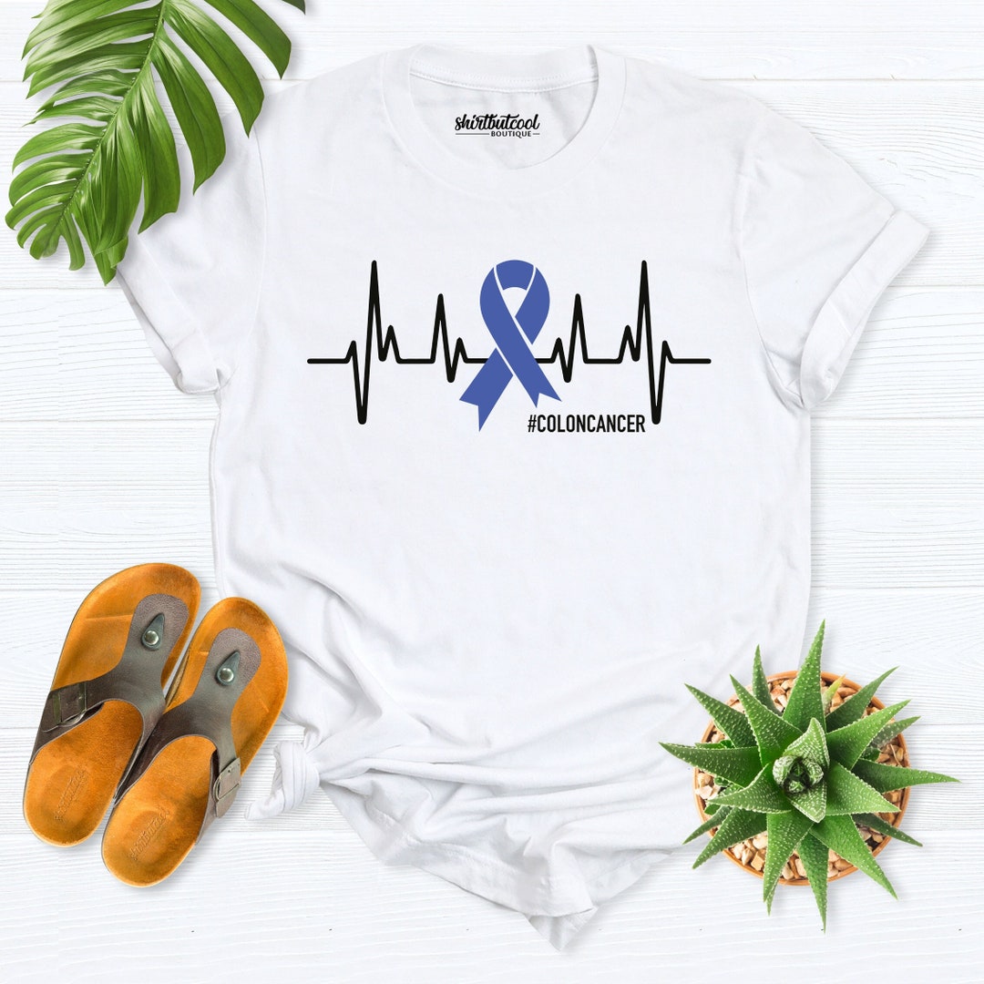 Colon Cancer Warrior Shirt, Dark Blue Ribbon Cancer Shirt, Colon Cancer ...