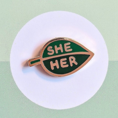 She/they Pronoun Hard Enamel Pin Badge Black and Gold or - Etsy UK
