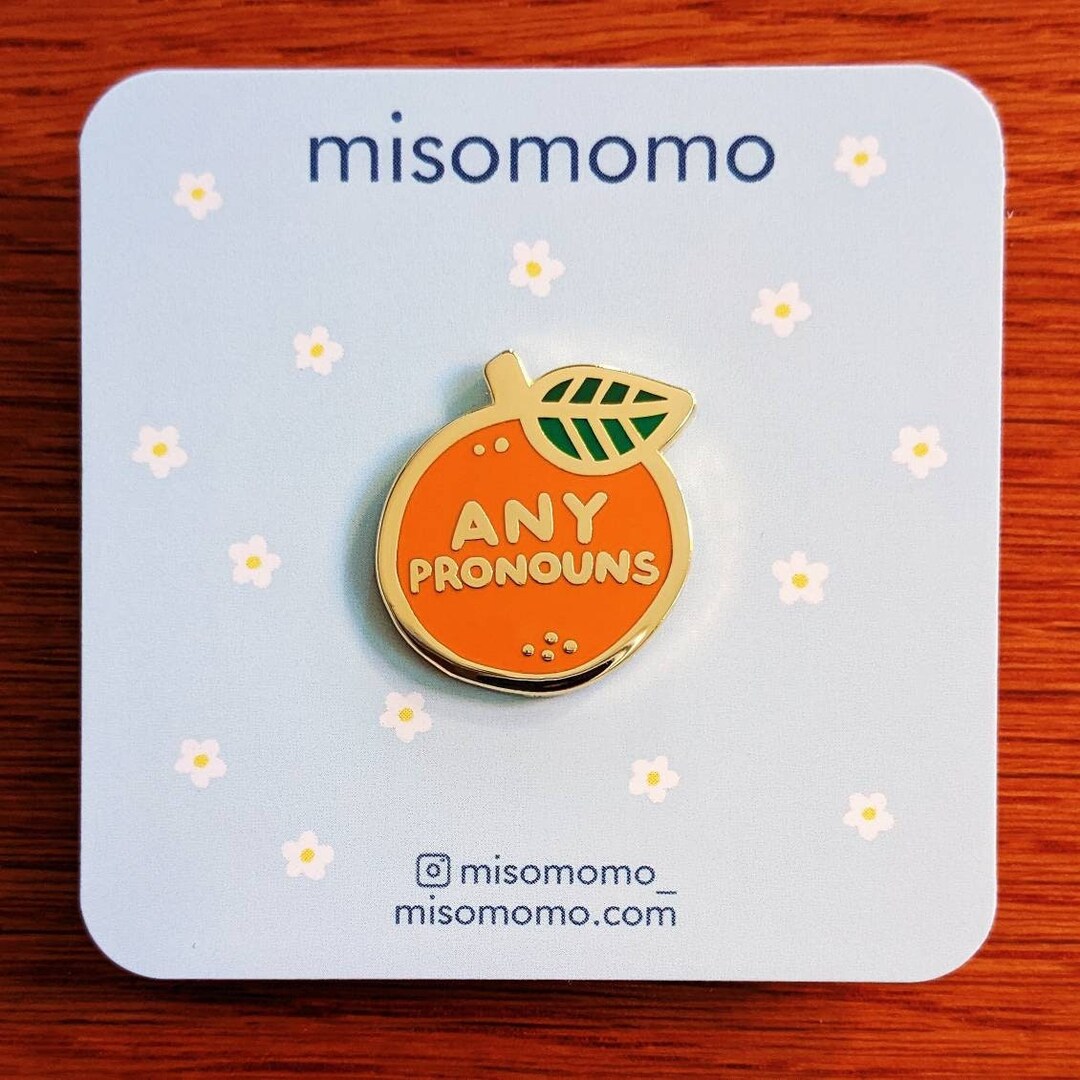 Pronoun Orange Pin - Any Pronouns - Etsy