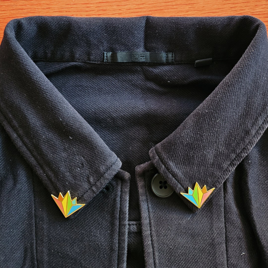 Rainbow Collar Pins - Pair of Pins With Optional Chain - Etsy