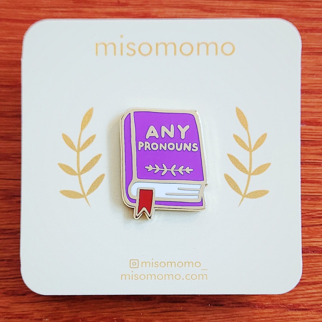 Pronoun Book Pin - Any Pronouns - Etsy