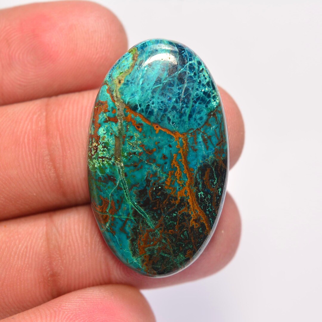 Chrysocolla Cabochon... Oval Cabochon...35x21x5 Mm...37 Cts...a#o5040 ...