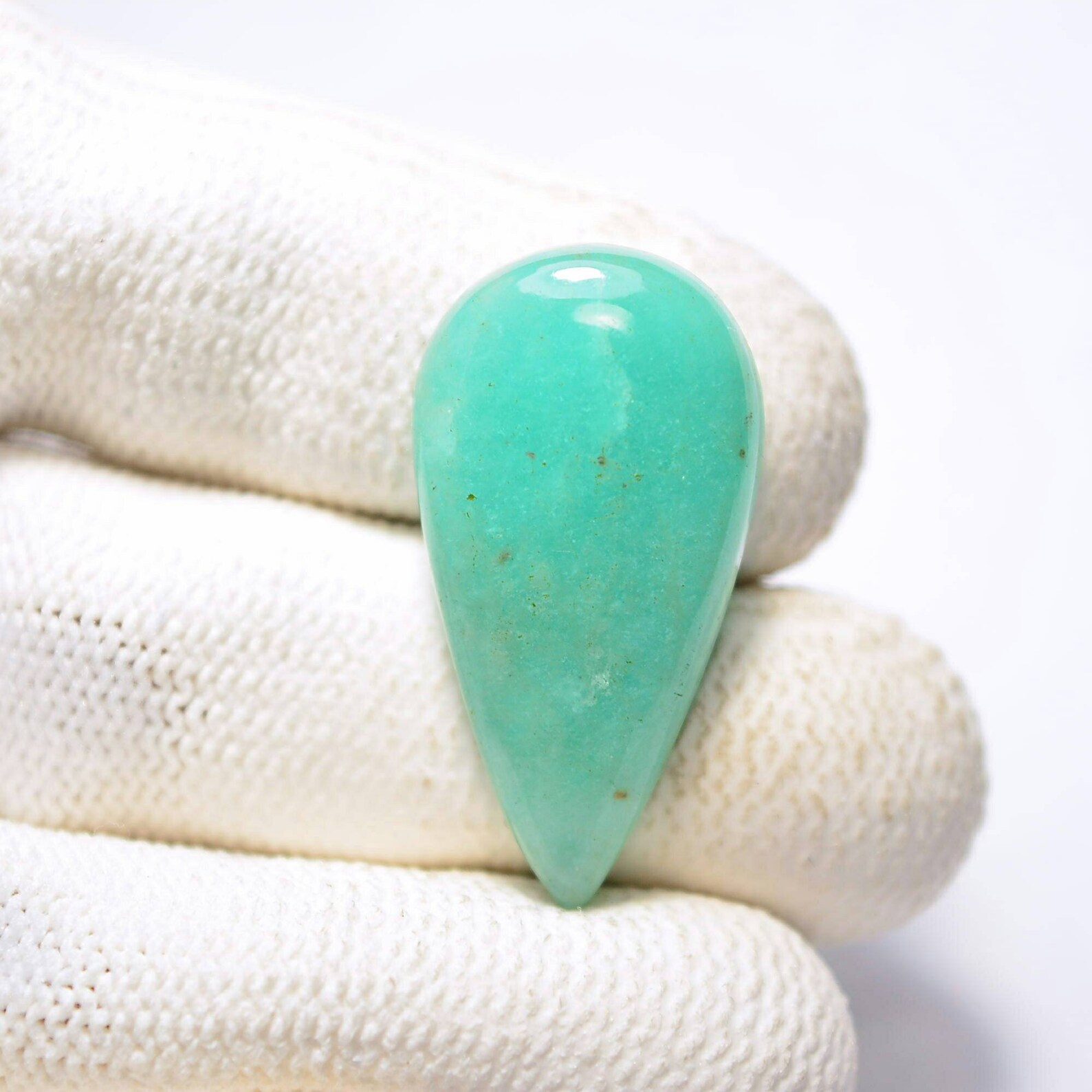 Peruvian Ice Amazonite Cabochon...pear Cabochon...29x14x5 Mm..15 Cts ...