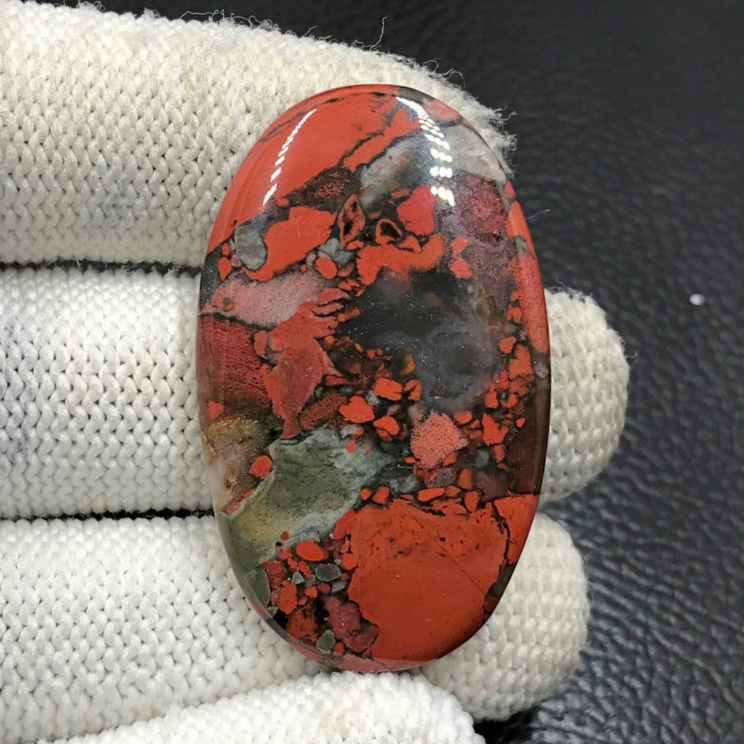 Red Brecciated Jasper Cabochon...oval Cabochon...43x26x5 Mm...51 Cts ...