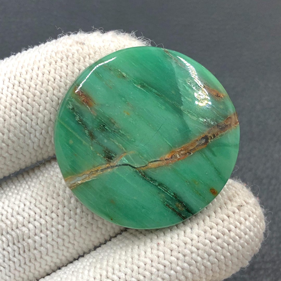 Gary Green Jasper Cabochon...larsonite Cabochon...round Cabochon...33x6 ...