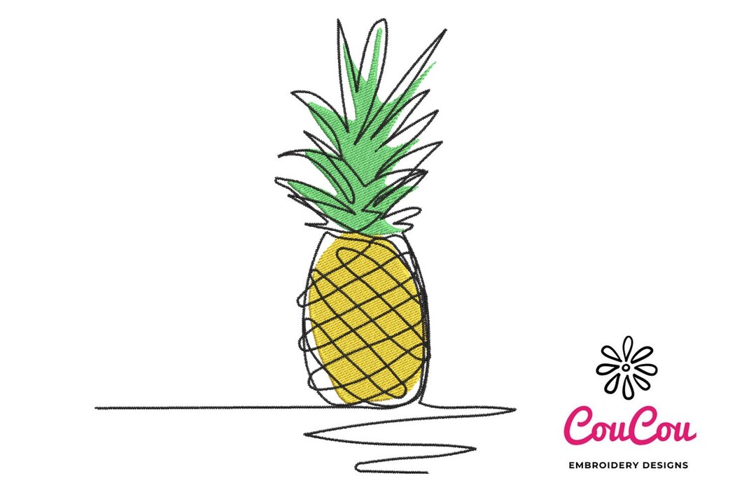 Pineapple With Lines Embroidery - Machine Embroidery Design, Embroidery ...