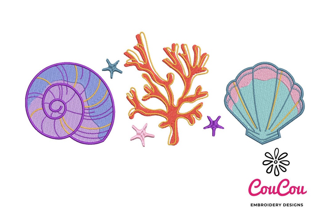 Coral and Shells Embroidery - Machine Embroidery Design, Embroidery ...