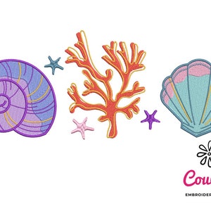 Coral and Shells Embroidery - Machine Embroidery Design, Embroidery ...