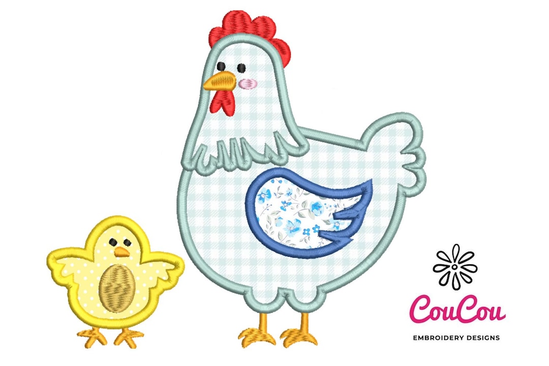 Chicken and Little Chicken Applique - Machine Embroidery Design ...