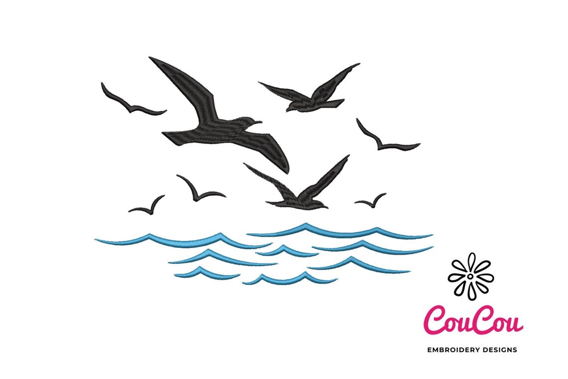 Seagulls Overboard Embroidery - Machine Embroidery Design, Embroidery ...
