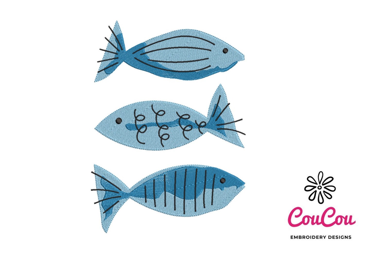 Blue Fish Embroidery Machine Embroidery Design Embroidery - Etsy