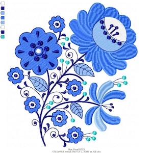 Blue Floral Embroidery - Machine Embroidery Design, Embroidery Patterns ...