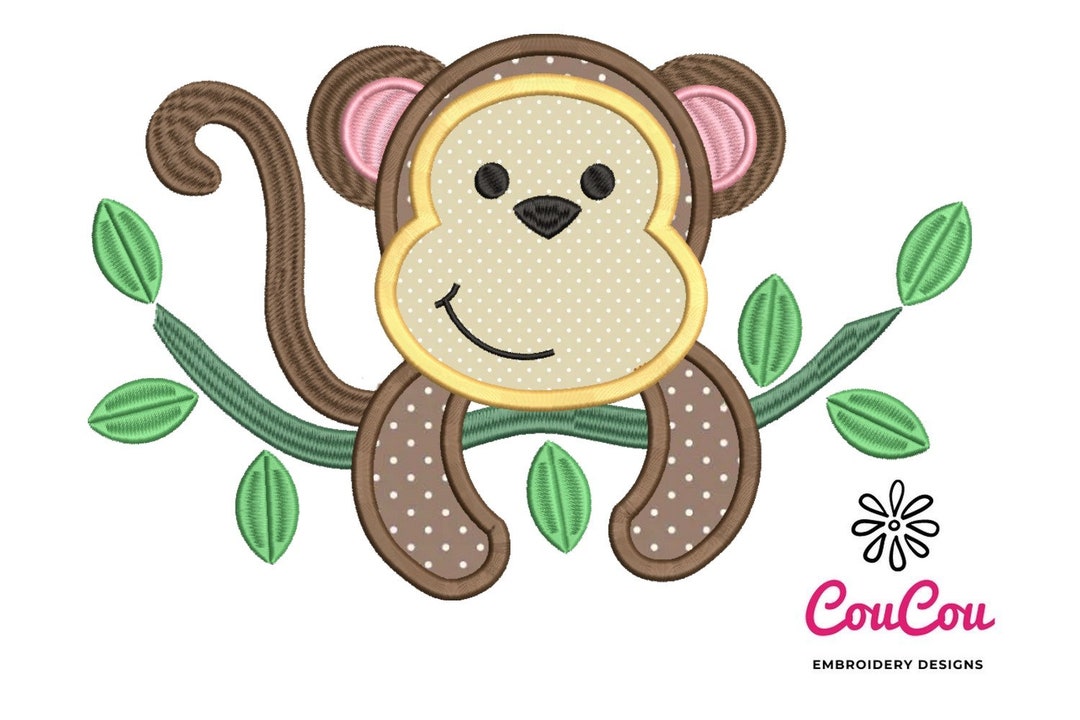 Cute Little Monkey Applique - Machine Embroidery Design, Embroidery ...