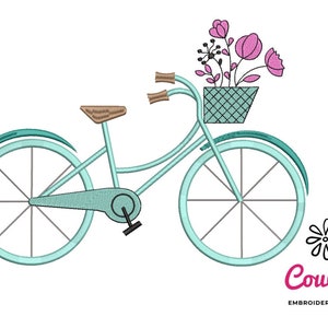 Bike and Flowers Embroidery - Machine Embroidery Design, Embroidery ...