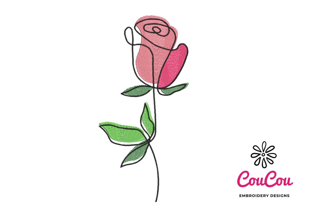 Rose in Line Embroidery - Machine Embroidery Design, Embroidery ...
