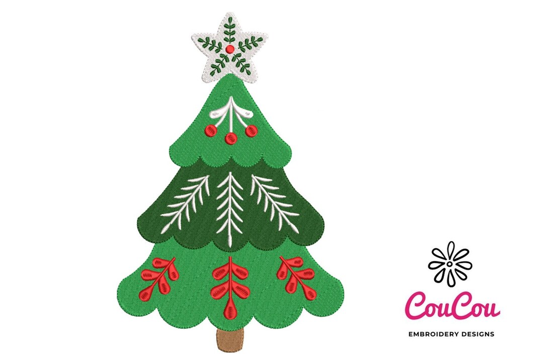 Happy Christmas Tree Embroidery - Machine Embroidery Design, Embroidery ...