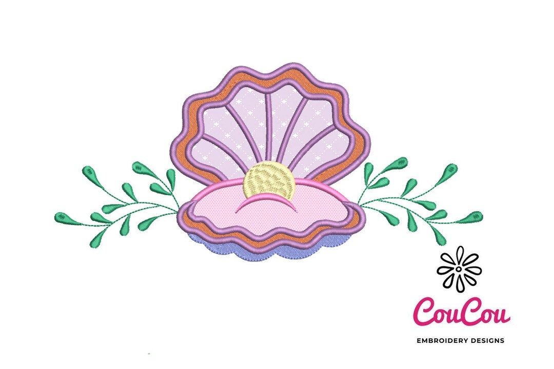 Shells With Pearl Applique - Machine Embroidery Design, Embroidery ...