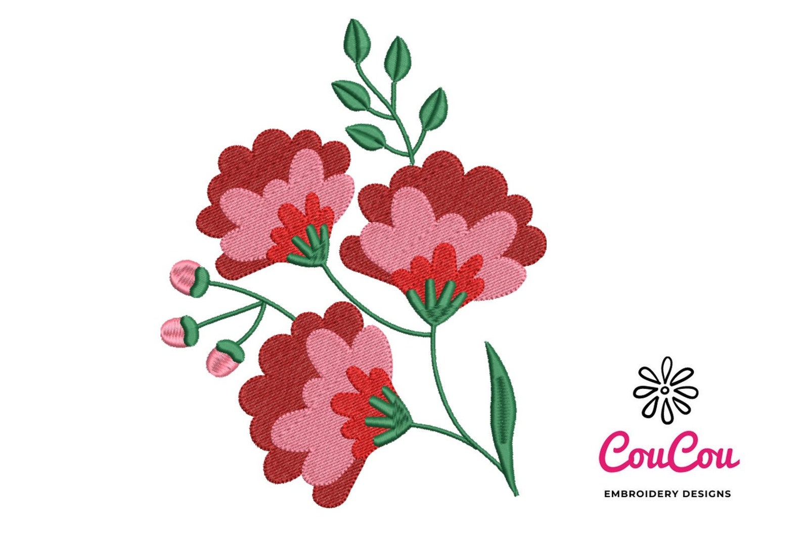 Cute Carnations Flower Embroidery Machine Embroidery Design | Etsy