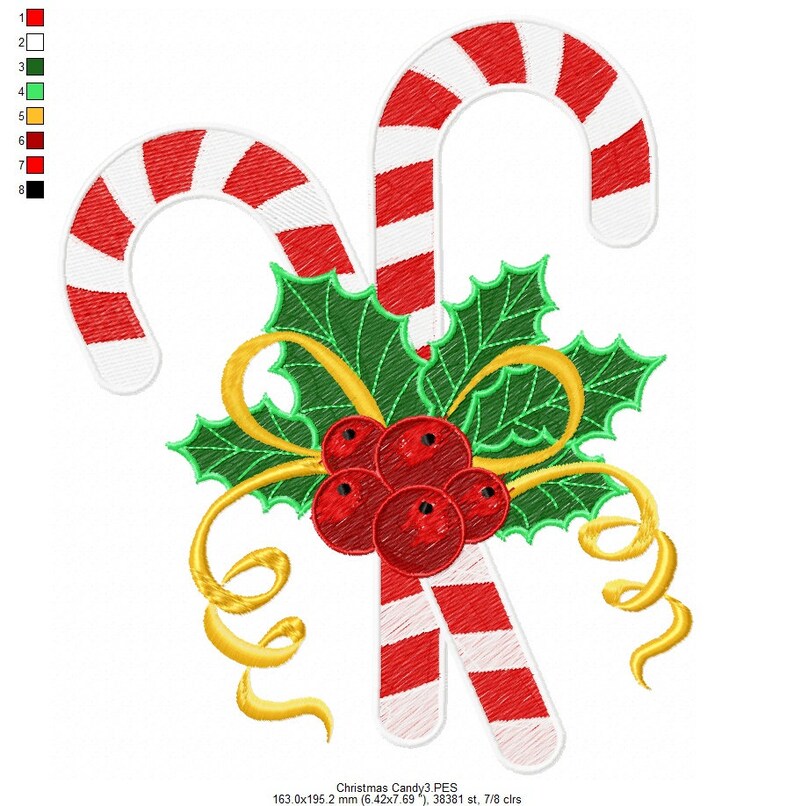 Christmas Candy Embroidery - Machine Embroidery Design, Embroidery ...