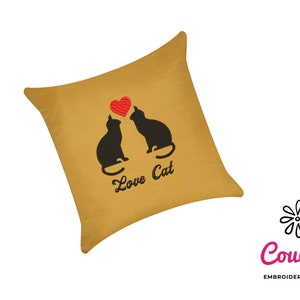Cute Cat Love Embroidery - Machine Embroidery Design, Embroidery ...