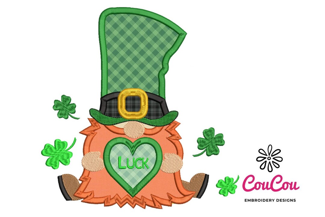 Saint Patrick Gnome Applique - Machine Embroidery Design, Embroidery ...