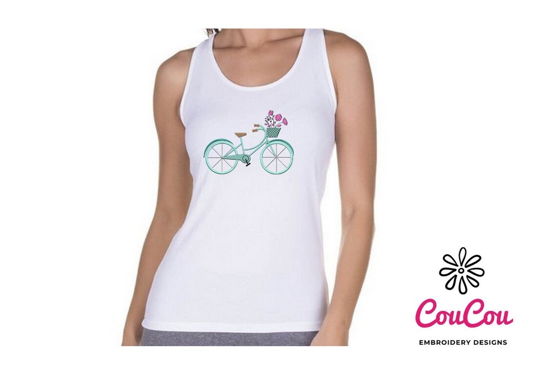 Bike and Flowers Embroidery - Machine Embroidery Design, Embroidery ...