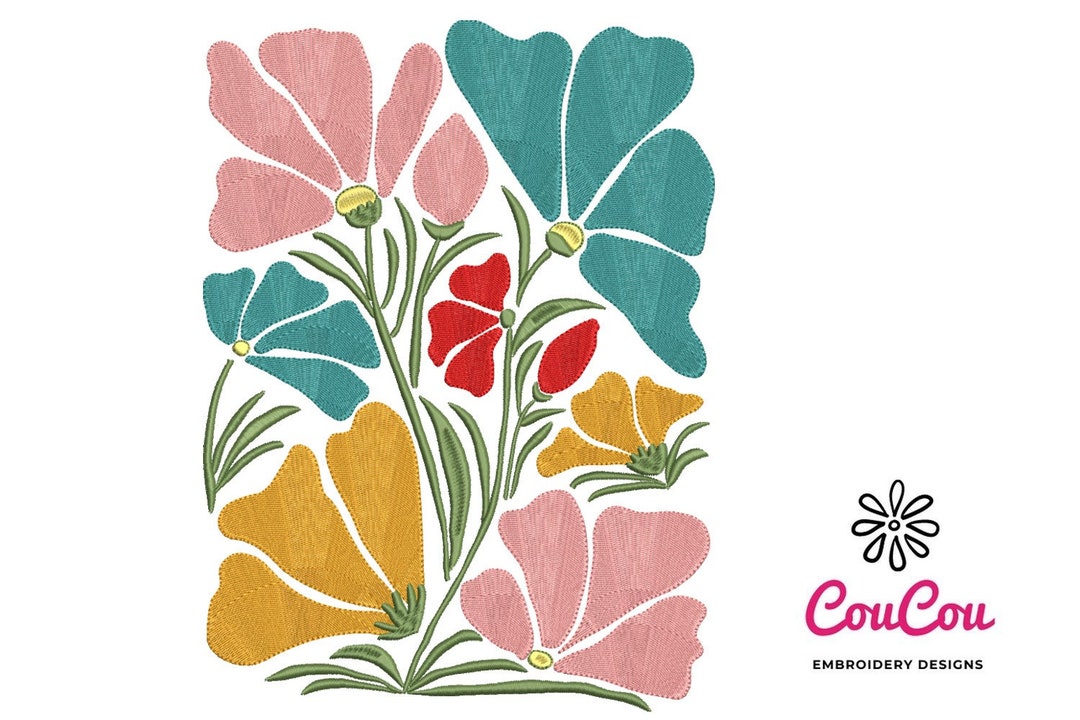 Colorful Flowers Embroidery - Machine Embroidery Design, Embroidery ...