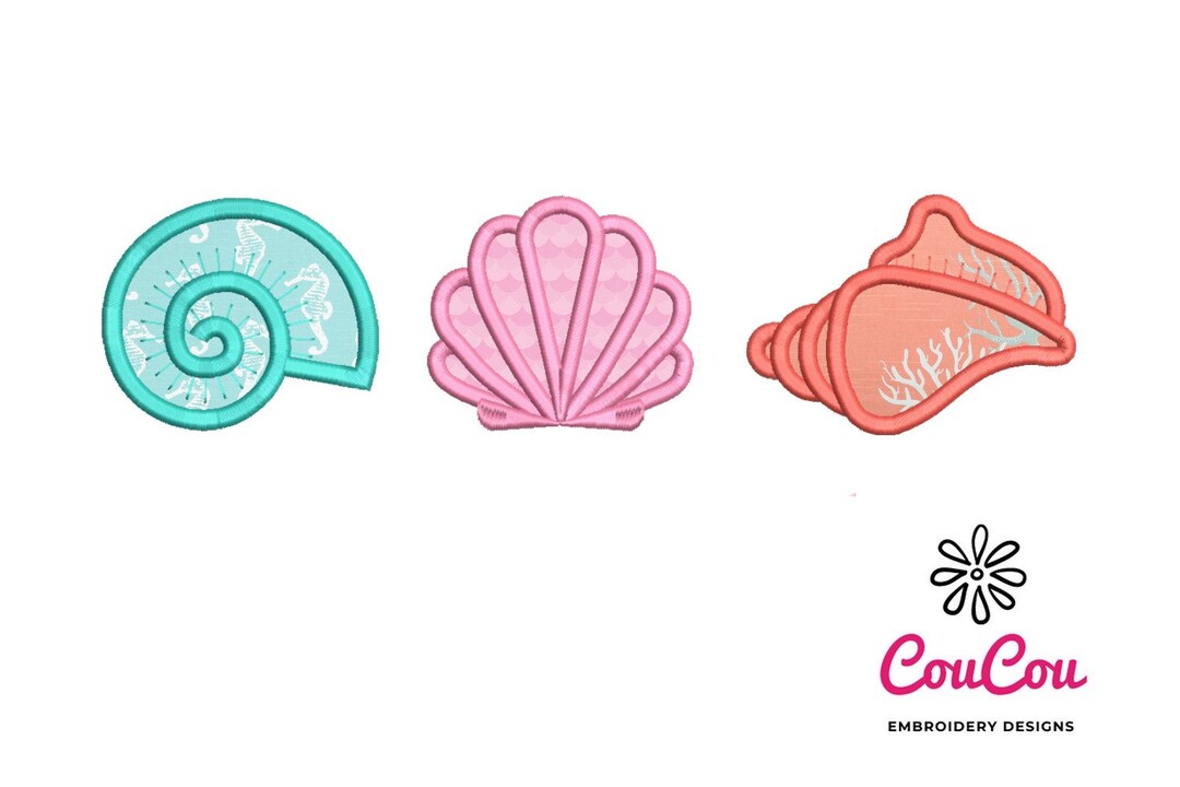 Trio of Sea Shells Applique - Machine Embroidery Design, Embroidery ...