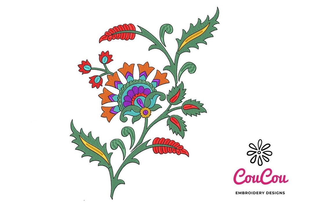 Indian Floral Embroidery - Machine Embroidery Design, Embroidery ...