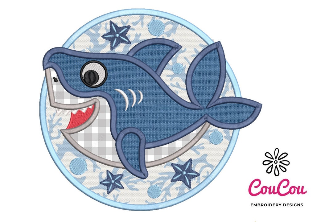 Little Shark Applique - Machine Embroidery Design, Embroidery Patterns ...