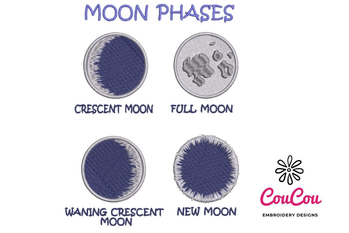 Moon Phases Embroidery Machine Embroidery Design Embroidery | Etsy